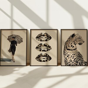 Y2k-inspired Three-print Retro Leopard Wall Art Set - Fashion Girl ...