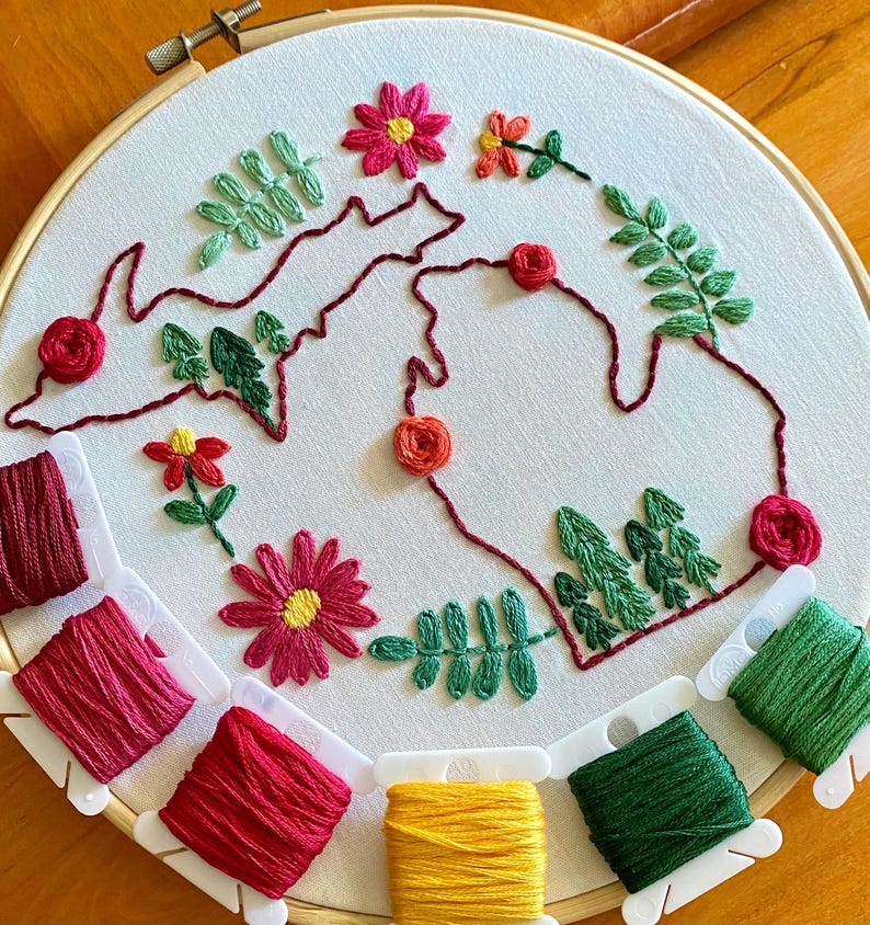 Michigan Embroidery Pattern - Etsy