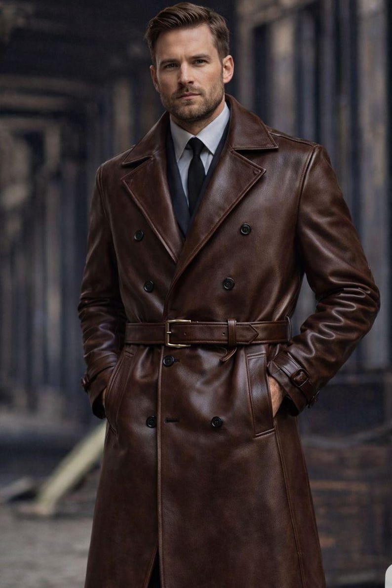 Stylish Gentleman in Leather Coat-with Shearling Collar - Etsy