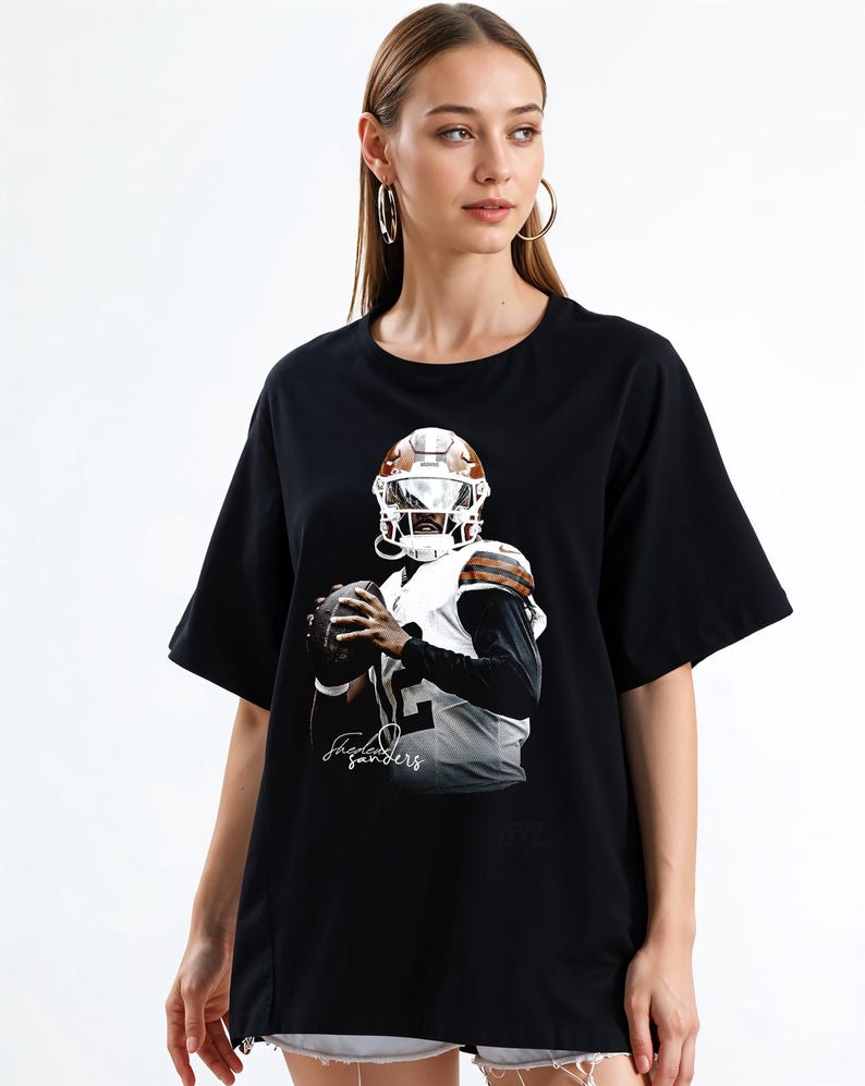 Shedeur Sanders Quarterback Icon Portrait Tee | Gridiron Player ...
