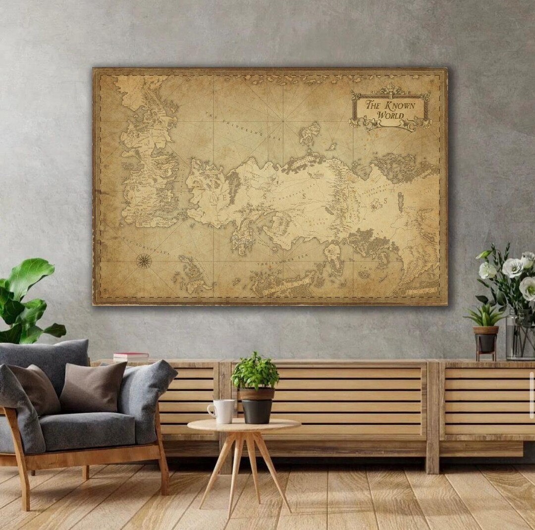 Westeros Vintage Map Canvas/poster, Movie Map Wall Decor Print, Ready ...