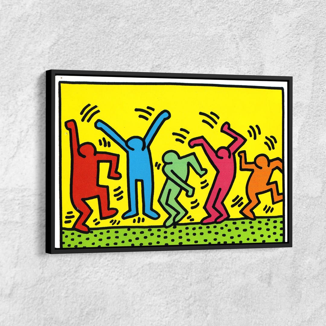 Keith Haring Dancer Canvas Art, Rainbow Dancing People Print - Etsy