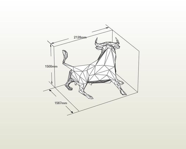 Escultura de toro de 2 m, archivo DXF | Corte láser, plegado y ...