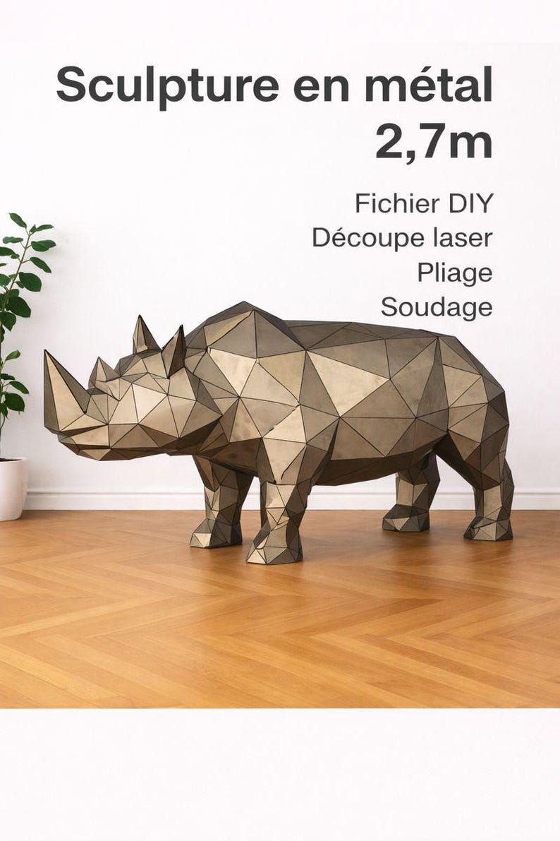 DXF File of a 2.5m Rhinoceros Sculpture | Laser Cutting, Bending ...