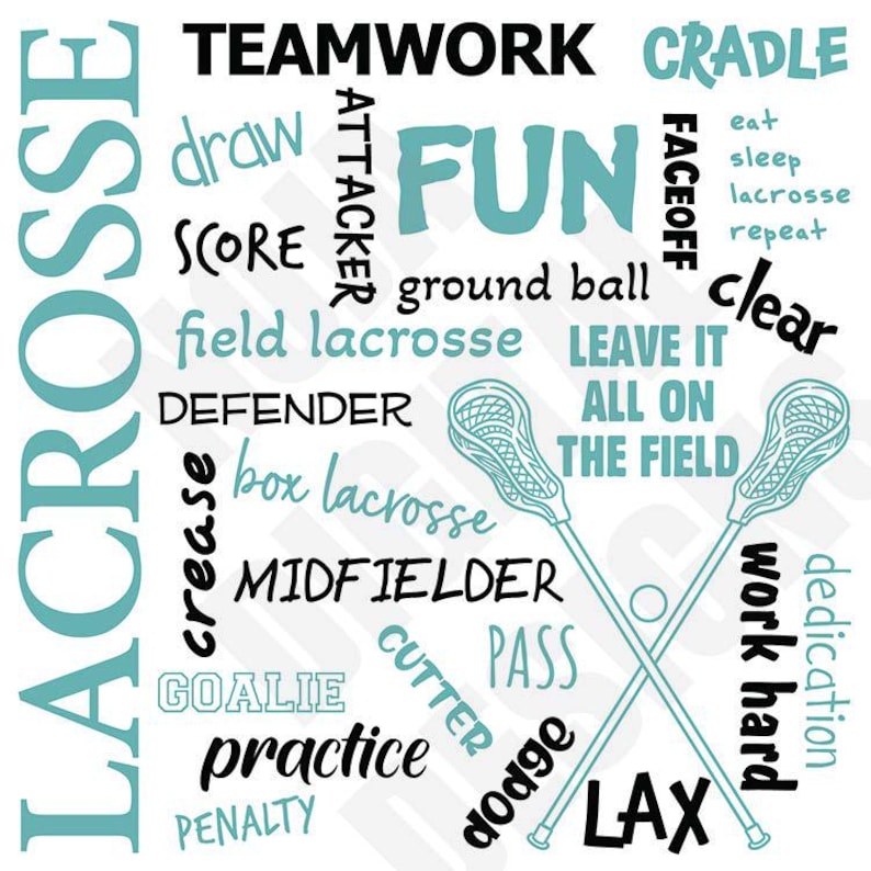 Digital File ONLY • LACROSSE - Word Cloud Art • Digital Downloads ONLY ...