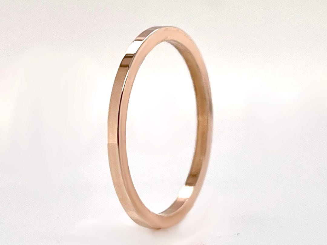 Solid Rose Gold Square Ring, Minimal Stacking Band - Etsy