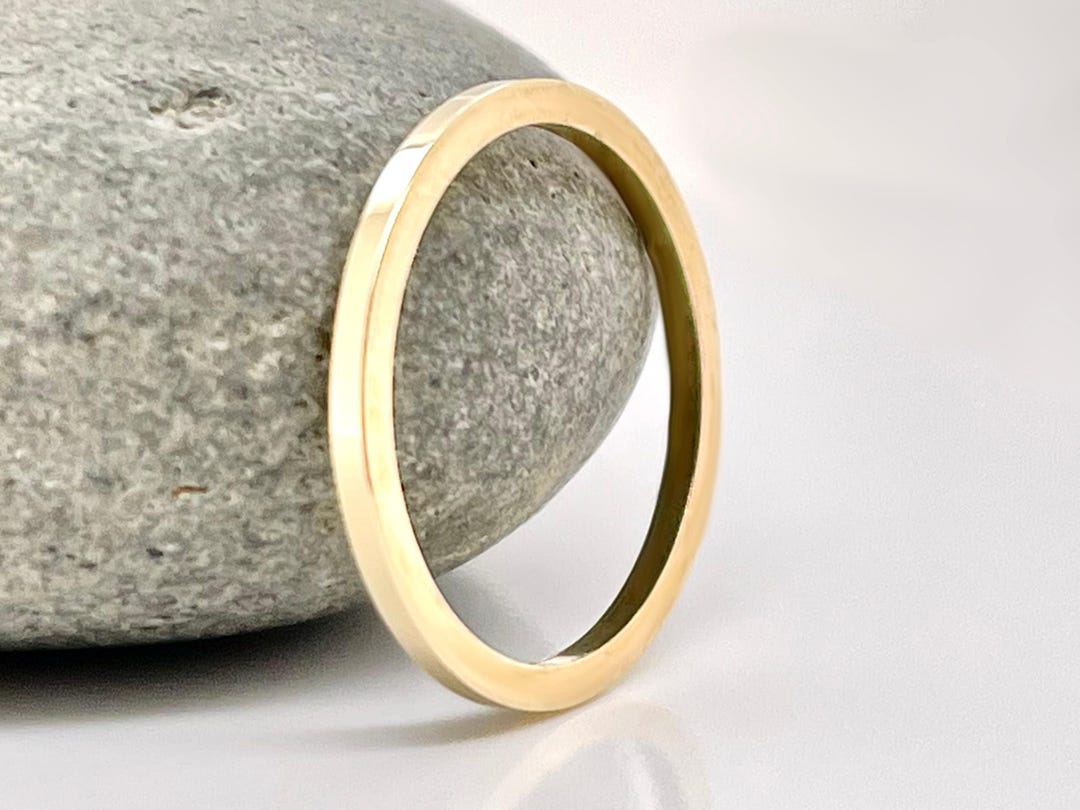Solid Gold Square Ring, Thin Stacking Band (1.25mm) - Etsy