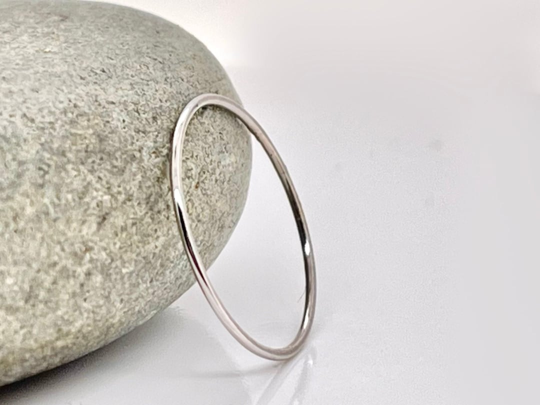 Thin Round Solid Platinum Stacking Ring - 950 Platinum. - Etsy