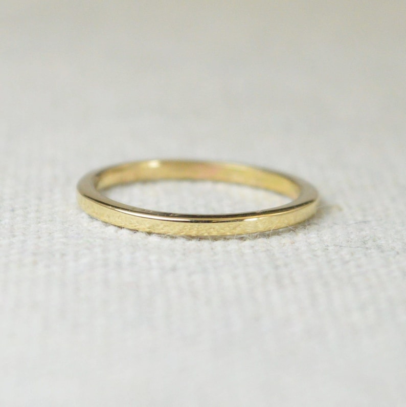 1.5mm Solid Gold Square Band Ring: 10k, 14k, 18k, 22k - Minimalist ...