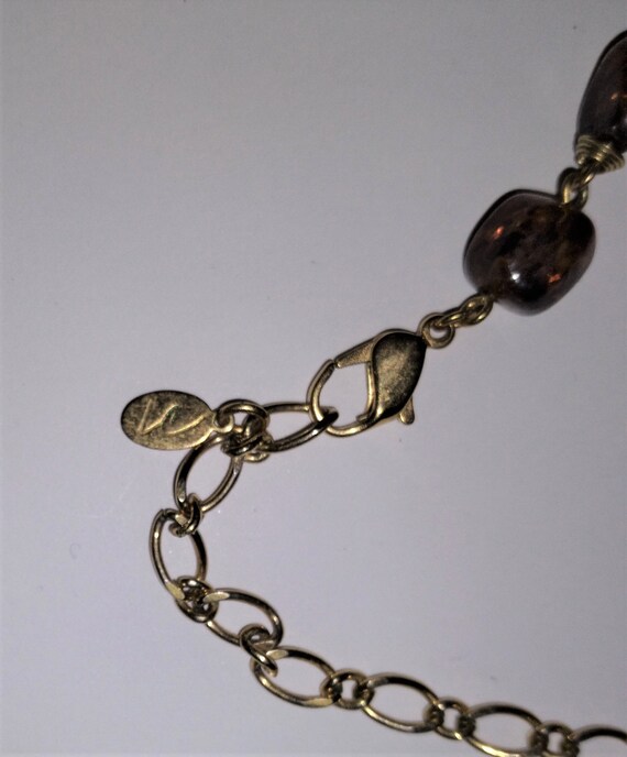 LC Lauren Conrad Amber Colored Stone Necklace Signed - Gem