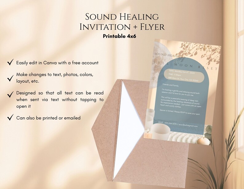 Sound Healing Flyer Template: Blue Minimalist Sound Bath Invitation ...