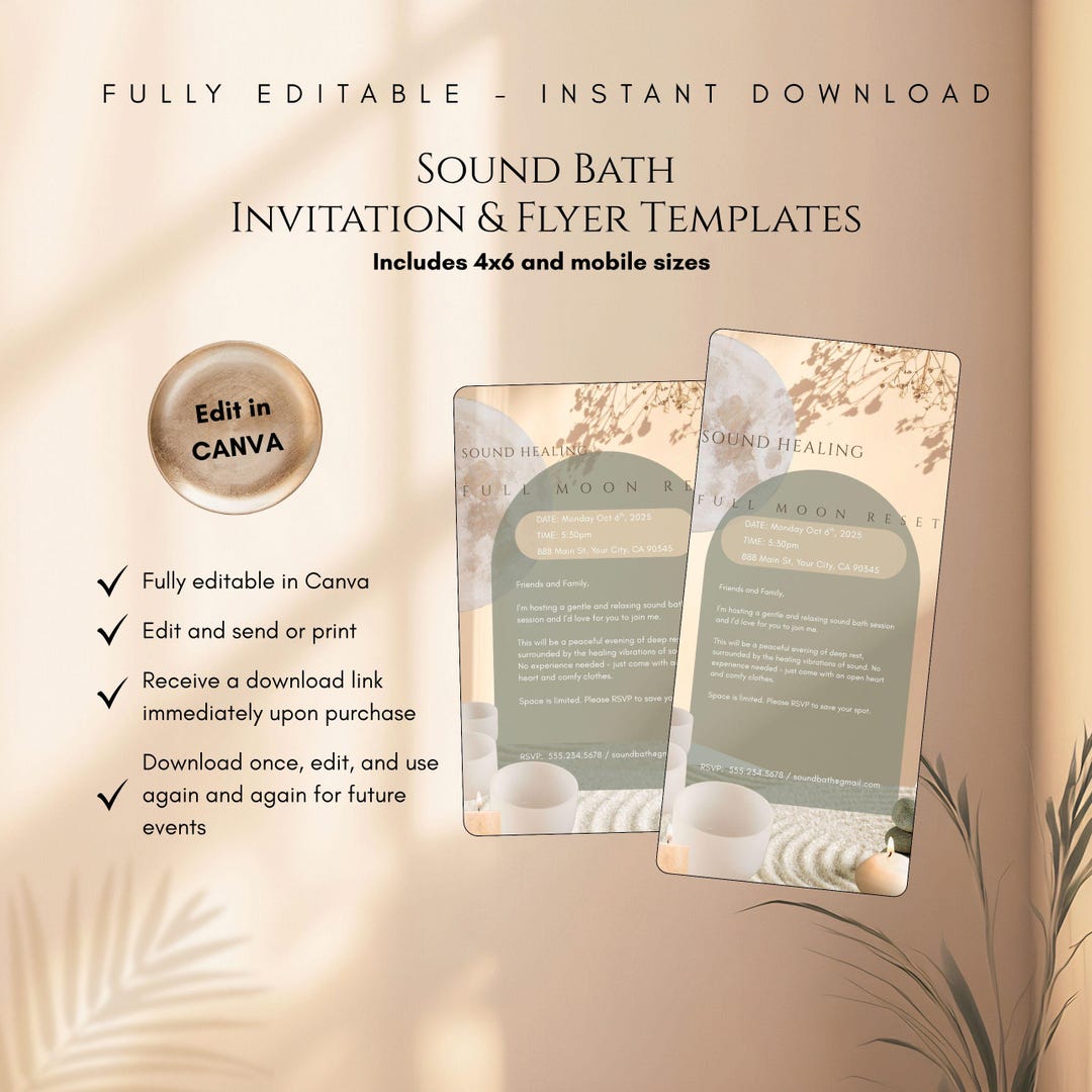 Sound Healing Flyer Template: Modern Minimalist Sound Bath Invitation ...
