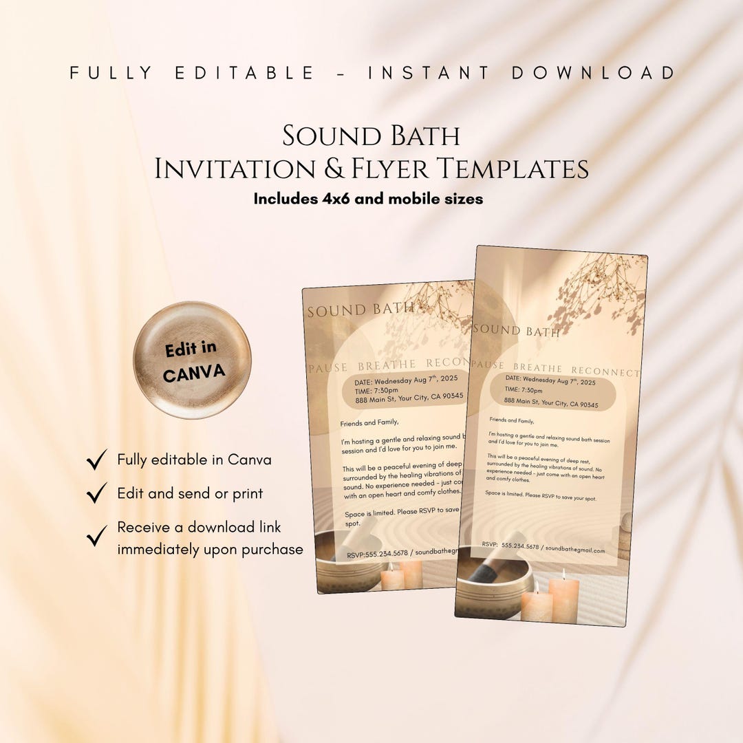 Sound Healing Flyer Template: Minimalist Sound Bath Invitation (canva ...
