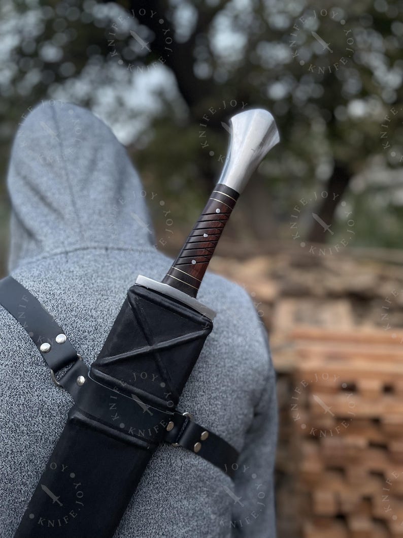 Hand Forged 5160 Steel Sword – 32" Full Tang Viking Blade With Leather ...
