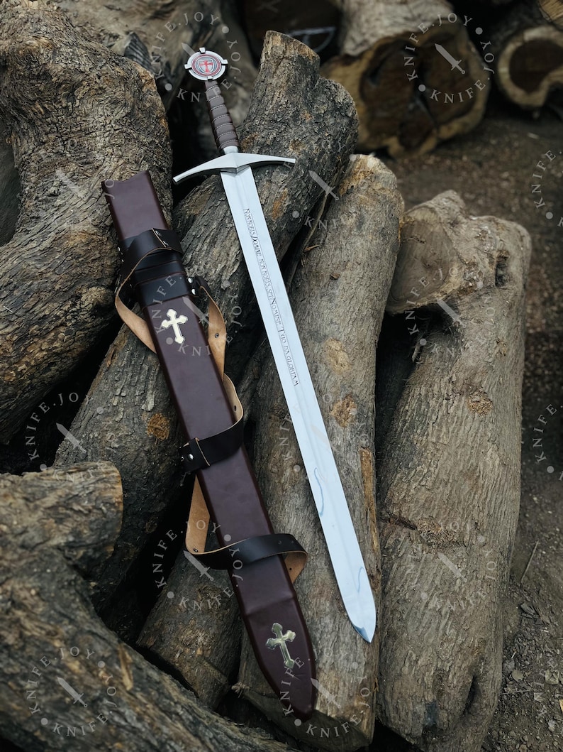 Handmade Knights Templar Sword Replica | Engraved Medieval Collectible ...