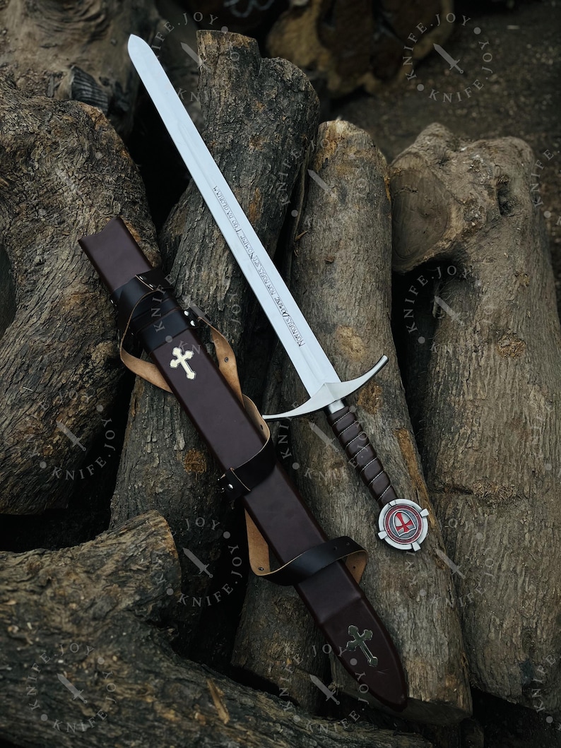 Handmade Knights Templar Sword Replica | Engraved Medieval Collectible ...