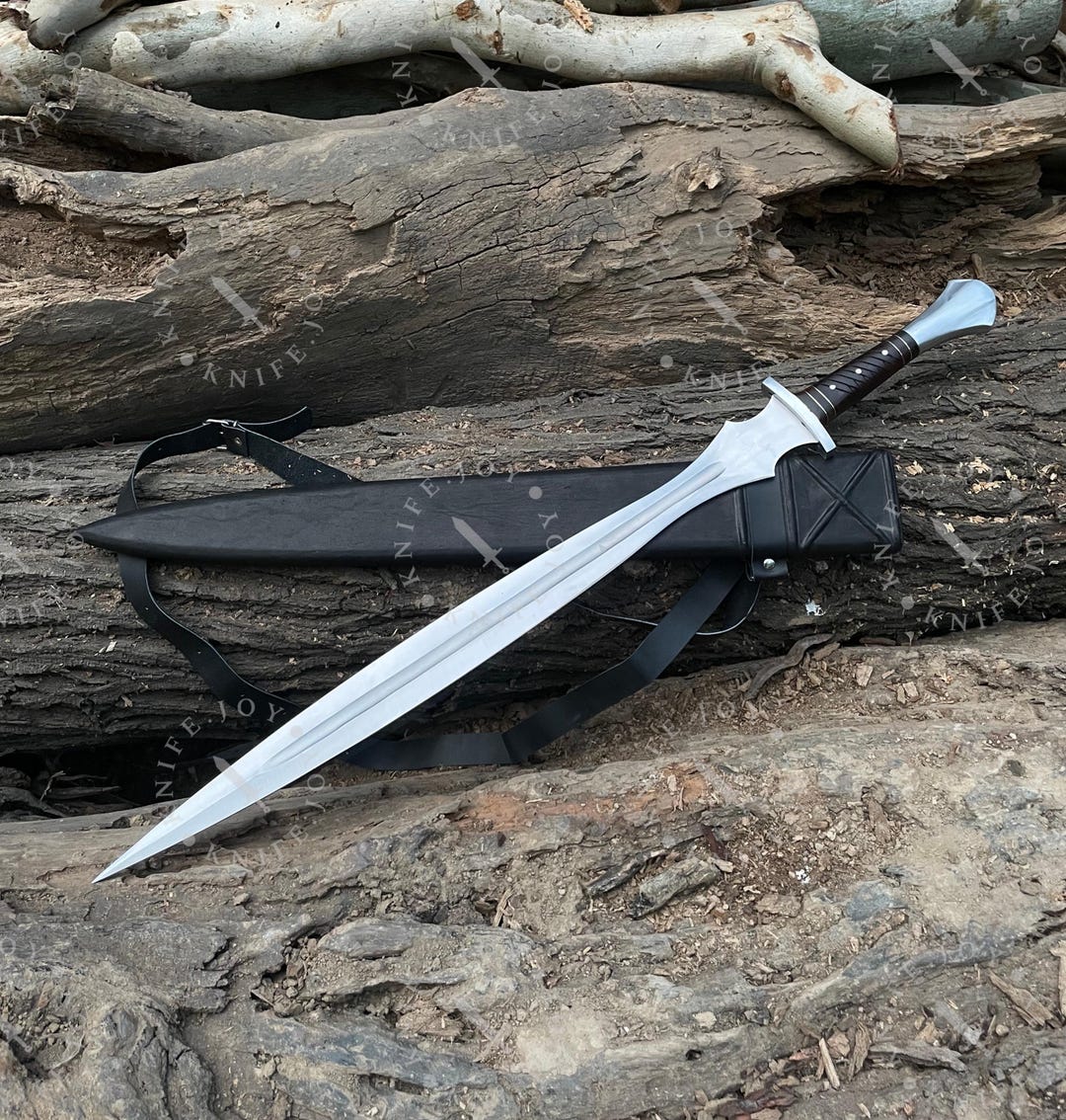 Hand Forged 5160 Steel Sword – 32" Full Tang Viking Blade With Leather ...