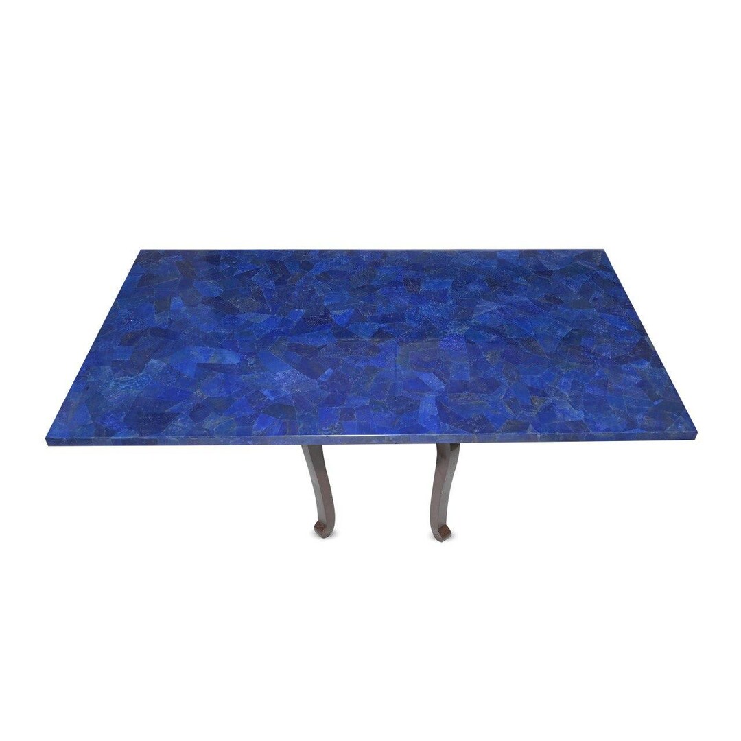 Genuine Lapis Lazuli Rectangle Table – Natural Blue Stone Inlay Coffee ...