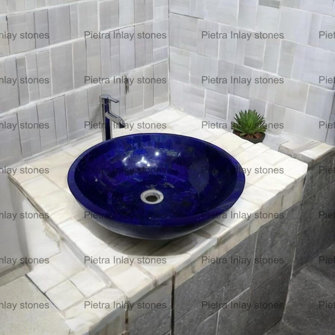 Handmade Lapis Lazuli Vessel Sink – Luxury Gemstone Bathroom Bowl - Etsy