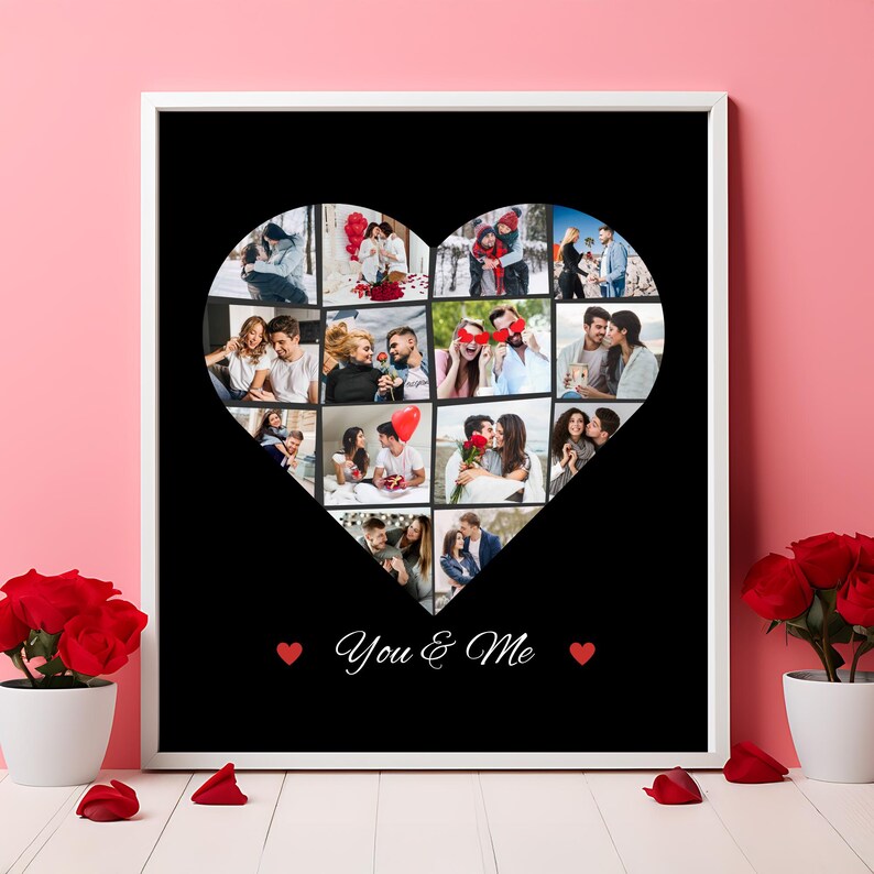 Heart Photo Collage Canva Template | Valentine Gift for Couple ...