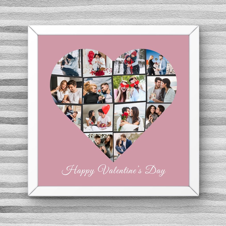 Heart Photo Collage Canva Template, Our Love Story, Anniversary ...