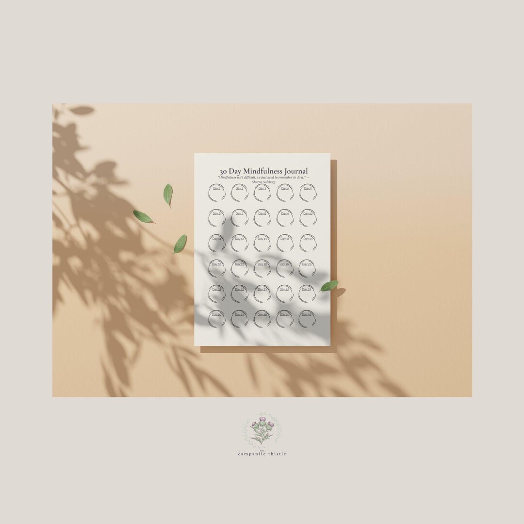 Mindfulness Journal Printable | 30-day Reflection & Meditation Tracker ...