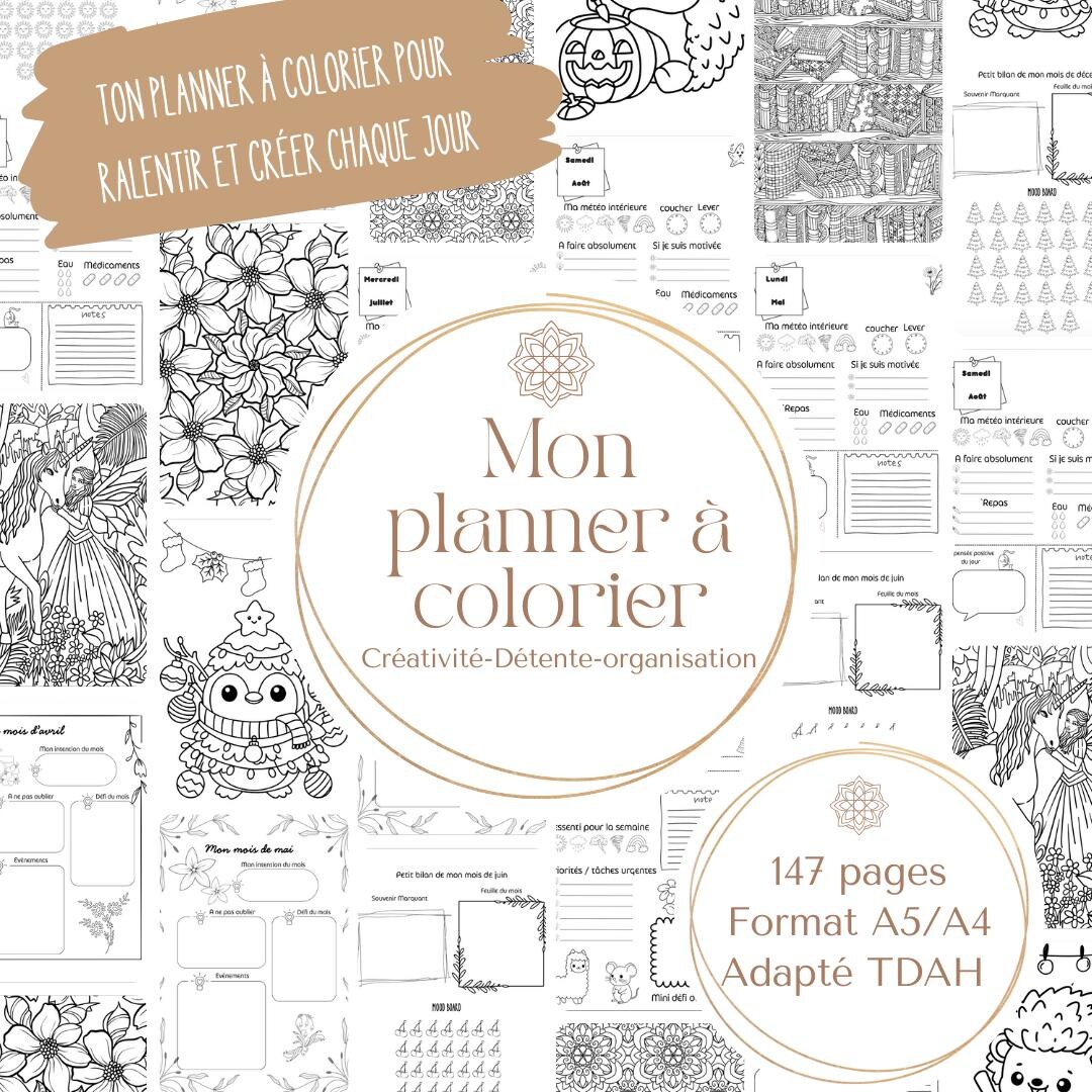 Undated Coloring Planner - Creative Organization & Mental Wellness ...