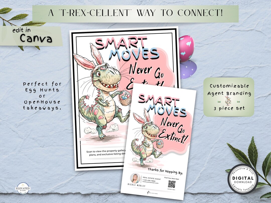 T-rex Realtor Open House Set, Smart Moves Home Tour Bundle, Printable ...