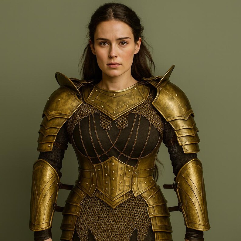 Medieval Lady Armor Suit- Brave Lady Chainmail Armor, Pauldrons With ...