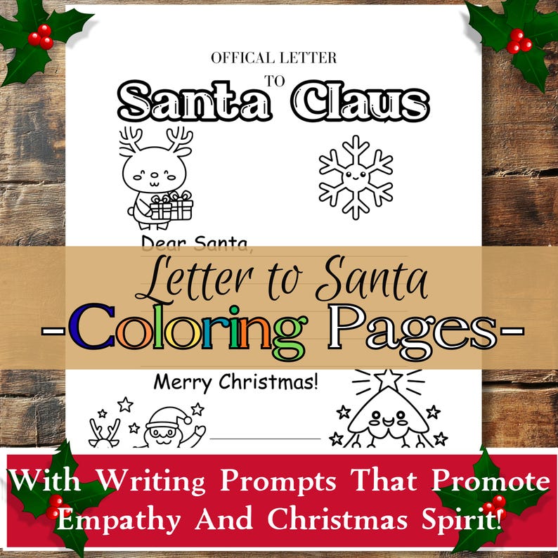 Letter to Santa, Coloring Page, Prompts for Empathy, Printable Download ...