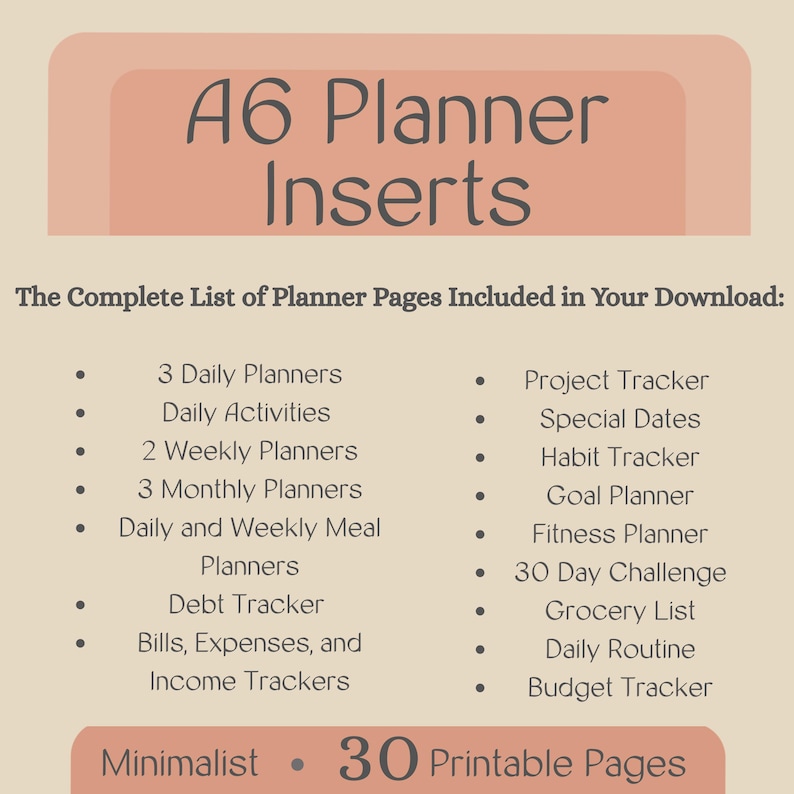 A6 Planner Inserts, Personal Planner, Daily Planner Bundle, Calendar ...