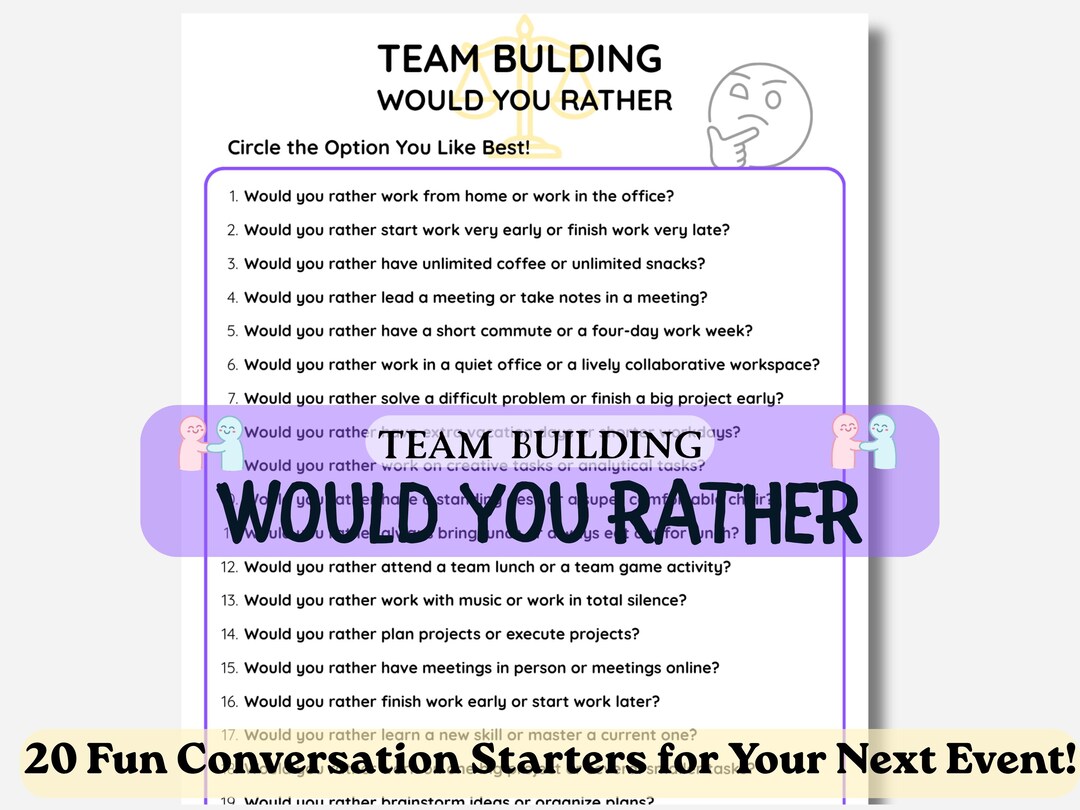 Team Building Games, Would You Rather, Ice Breaker Game, Coworker ...