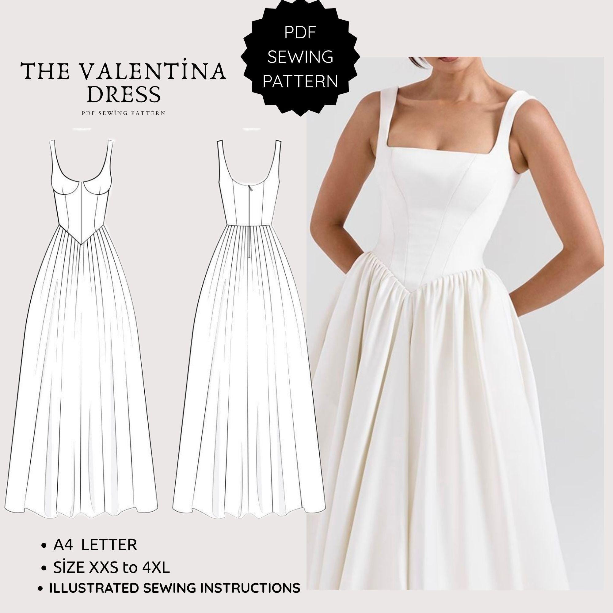 Evening Bustier Dress Sewing Pattern| Slit Dress Pattern| Corset Dress ...