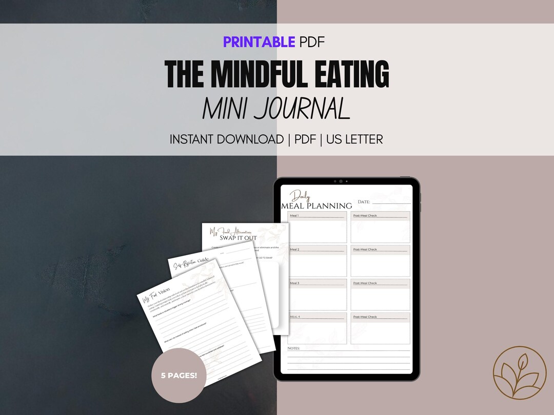 Mindful Eating Mini Journal: Food Reflection Kit (printable PDF) - Etsy