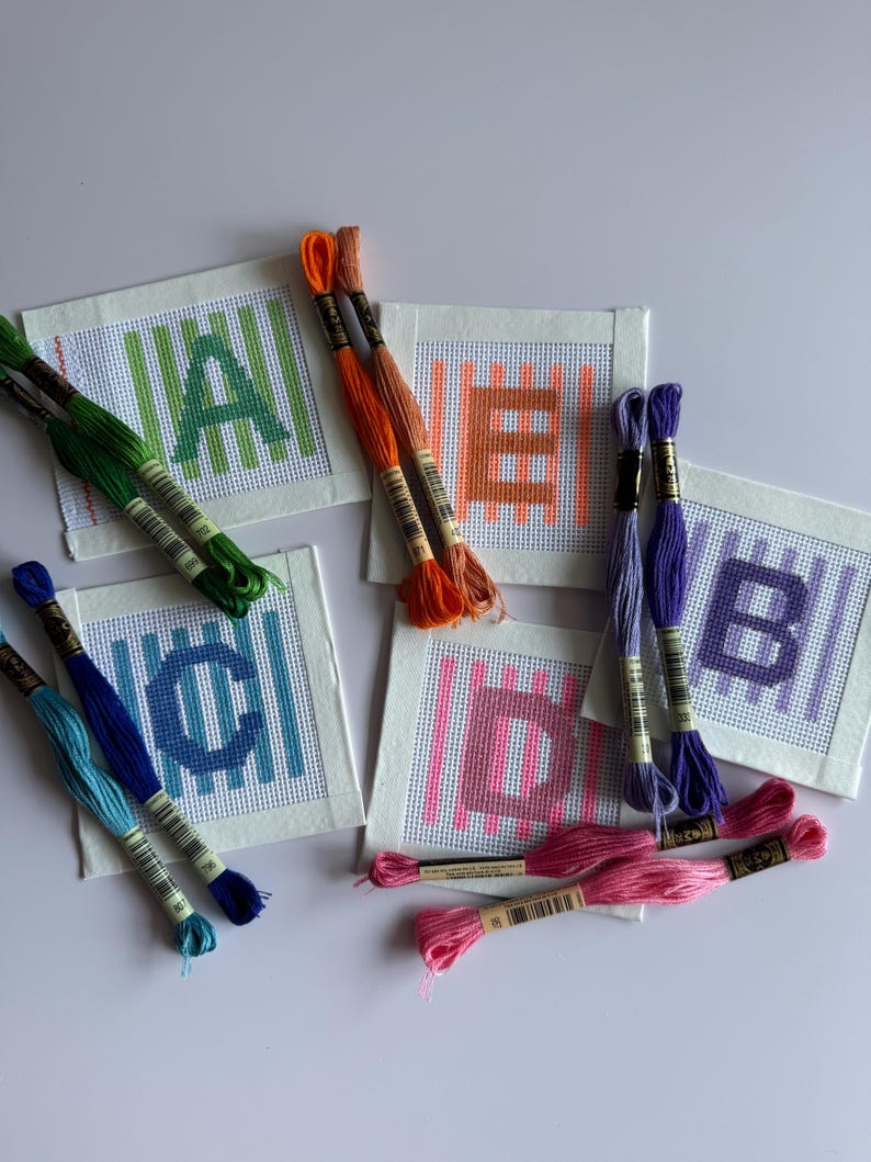 Custom Colorful Striped Letter Needlepoint Canvas - Etsy