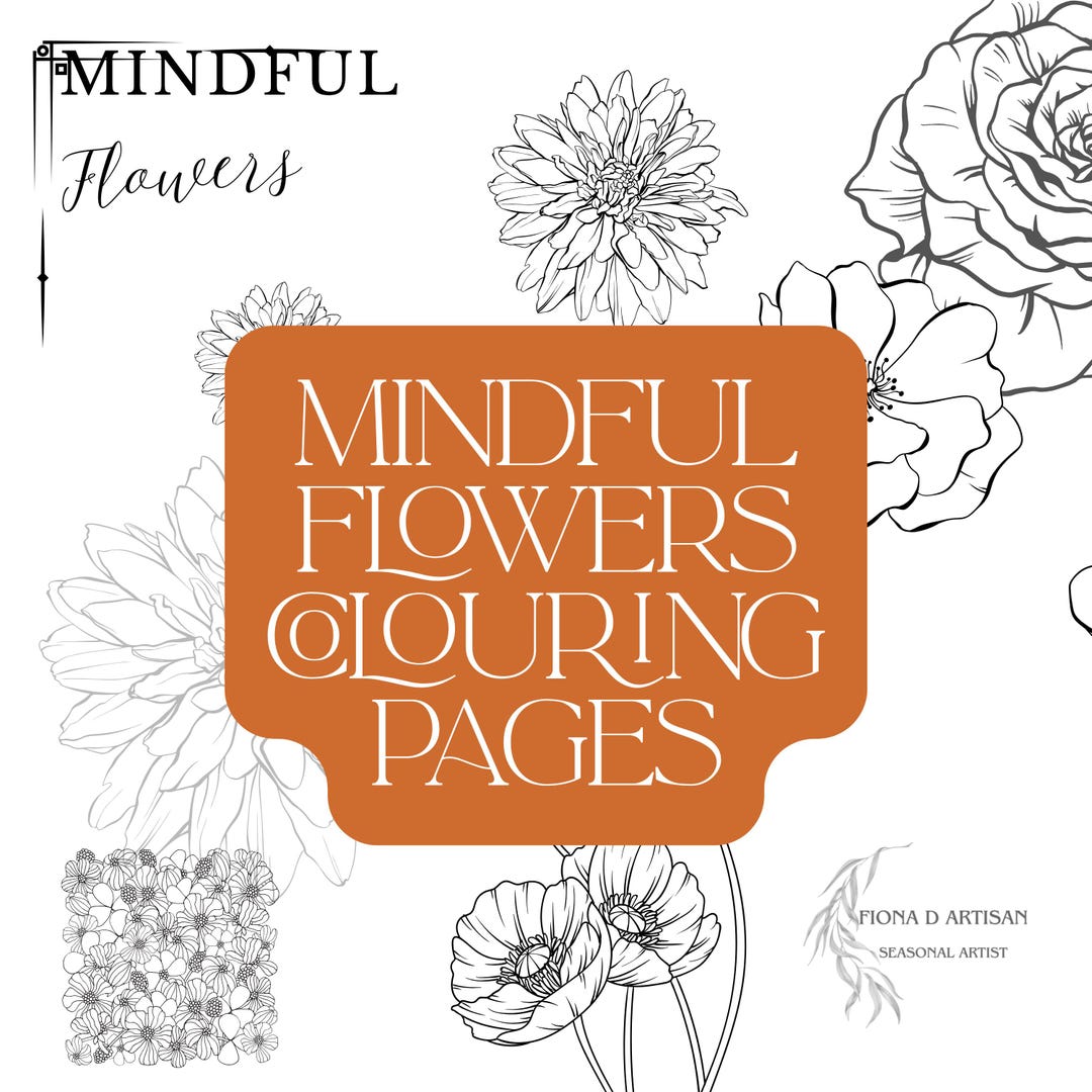 Mindful Flowers Colouring Pages - Digital Download - Etsy