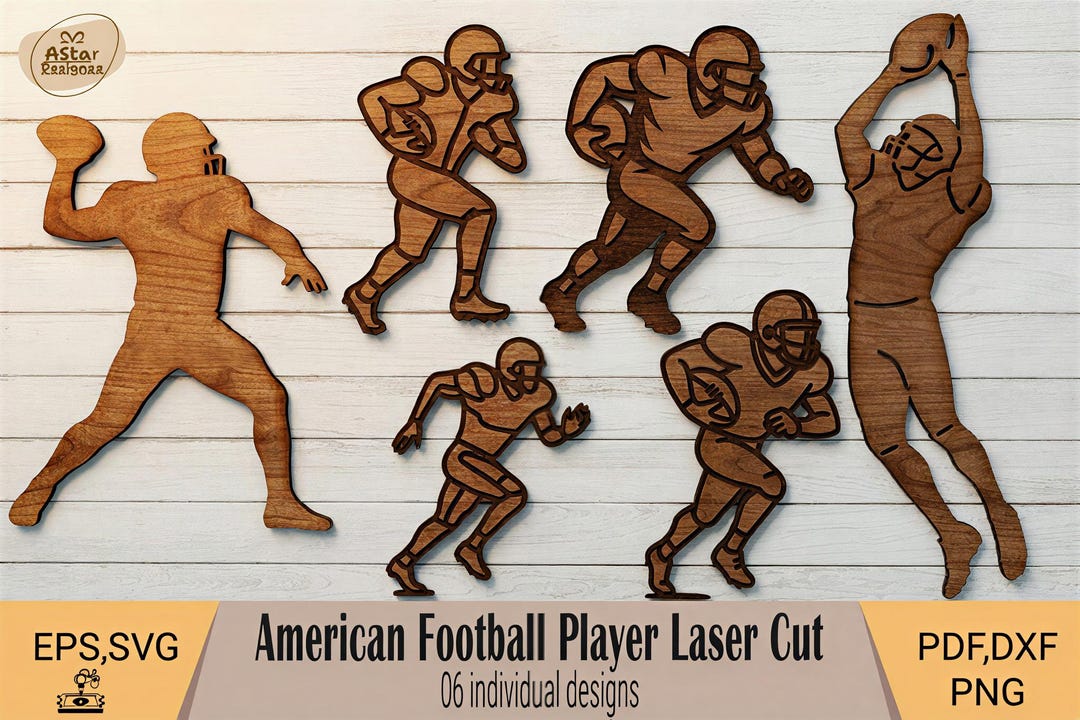Football Player Laser Cut SVG Set, Sports Home Decor (digital Files) - Etsy