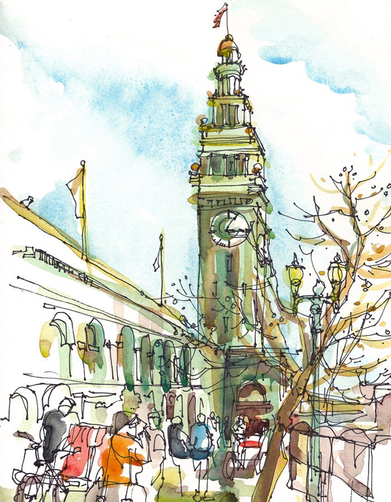 Ferry Building Sketch San Francisco Sketch California Art - Etsy
