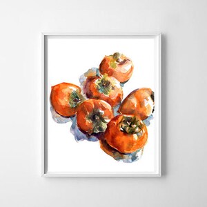 Kitchen Art, Persimmons in Watercolor- Print From an Original ...