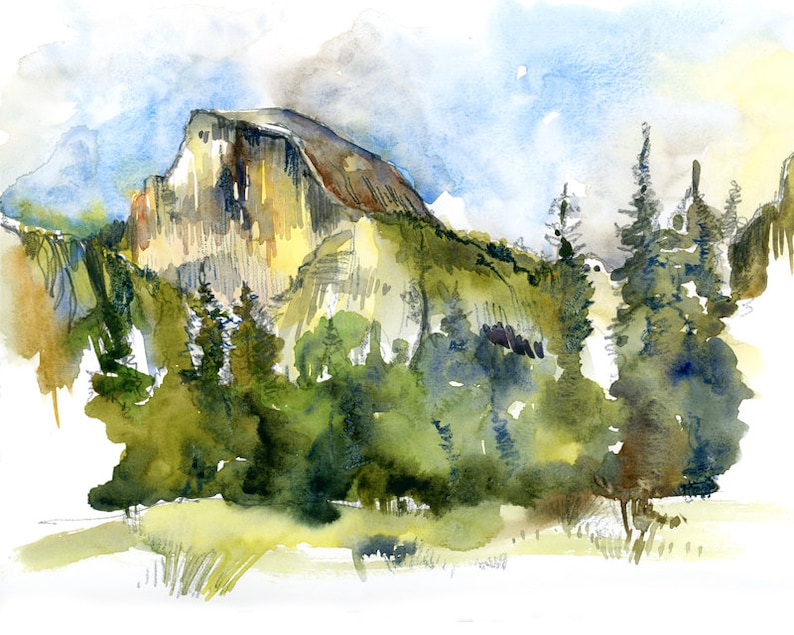 Yosemite National Park Half Dome :print of a Watercolor - Etsy
