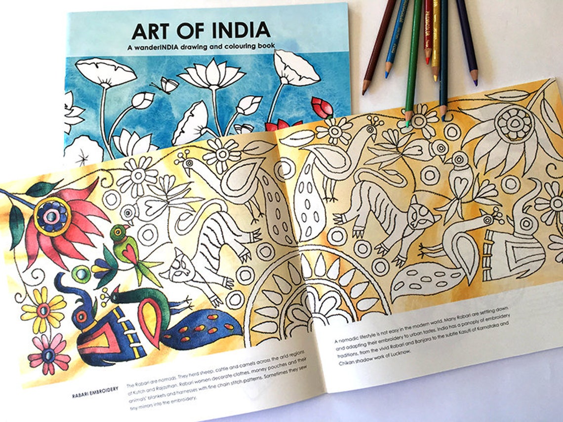 Coloring Book and Drawing Book: Art of India. Signed Copies of - Etsy