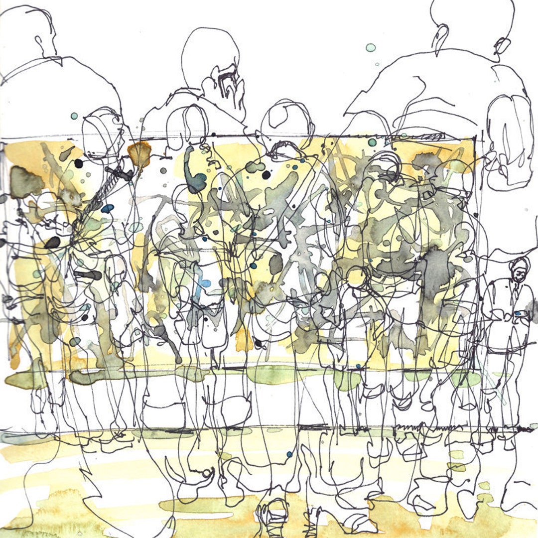 Abstract Art at the Museum, New York City Watercolor Sketch, Jackson ...
