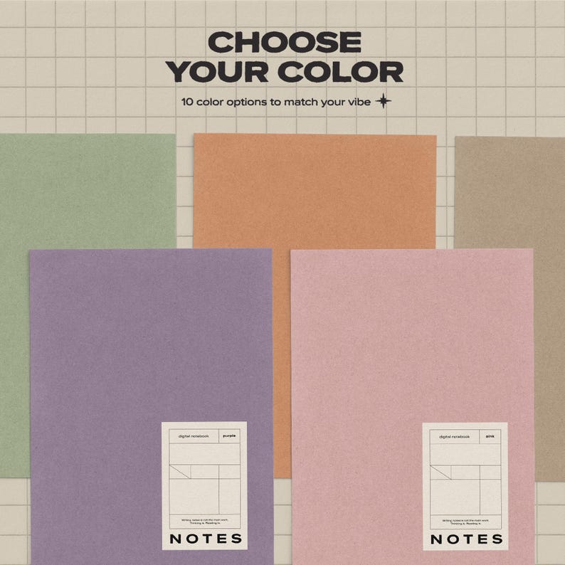 Digital Notebook Covers – Templates in 10 Colors (PDF Download) - Etsy