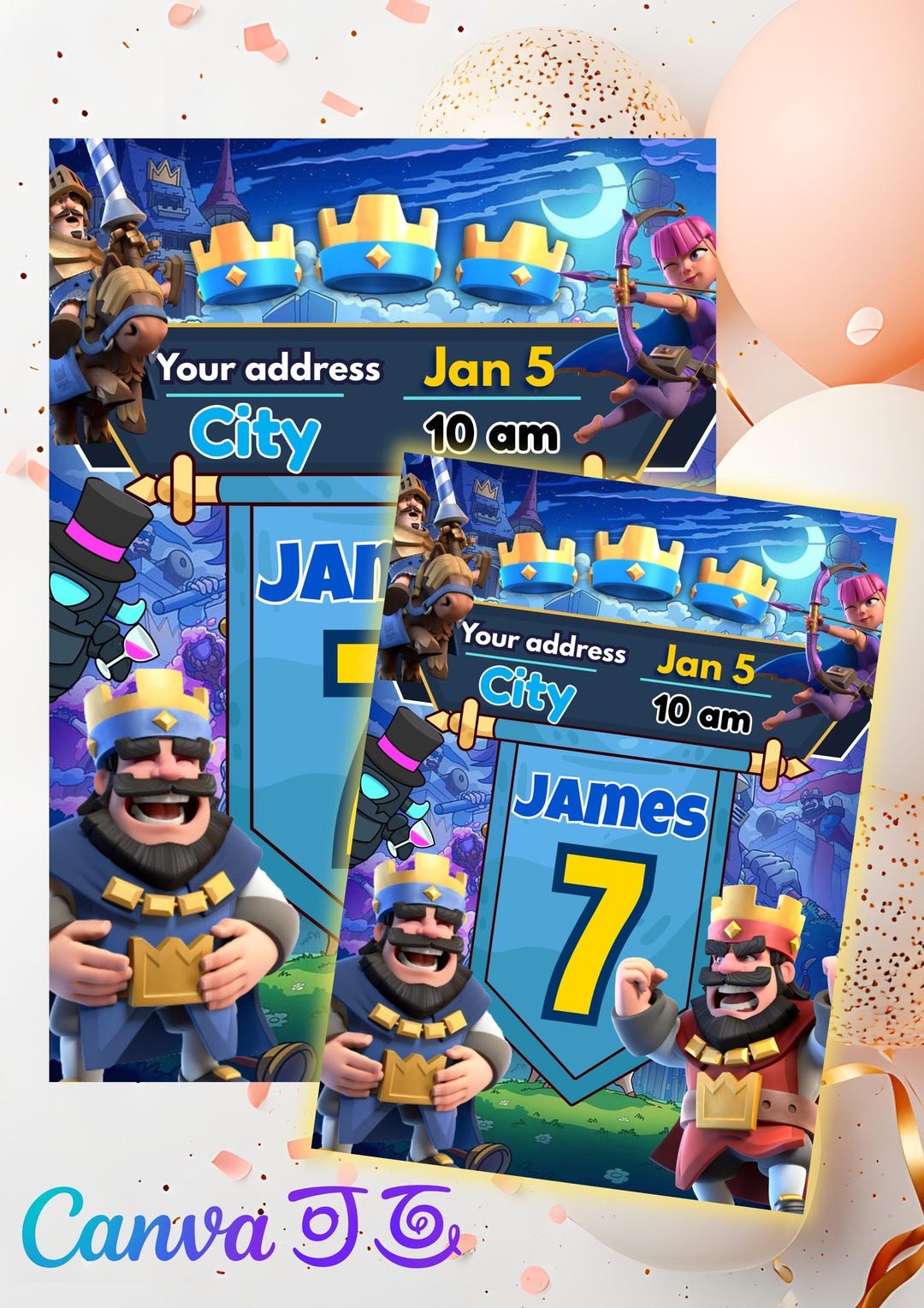 Clash Royale Birthday Invitation | Editable Canva Template (digital ...