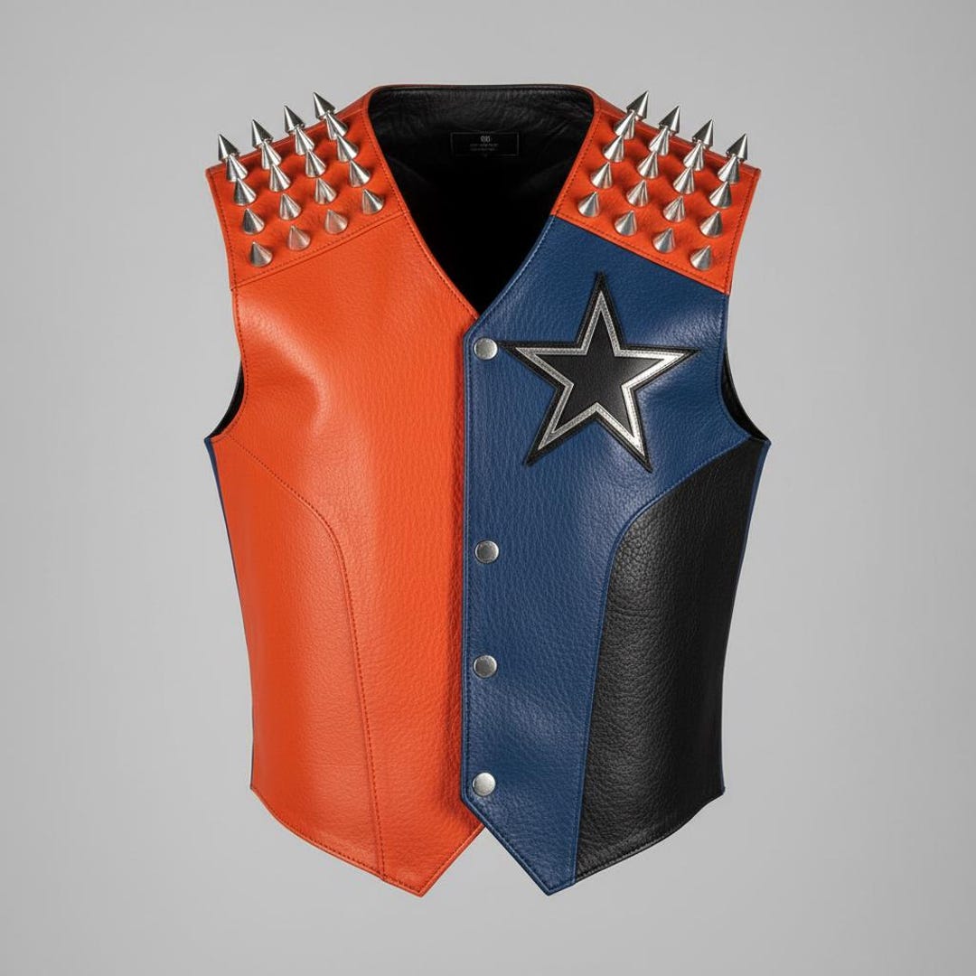 Glamrock Leather Cosplay Vest | FNAF Inspired Motorcycle Custom Leather ...