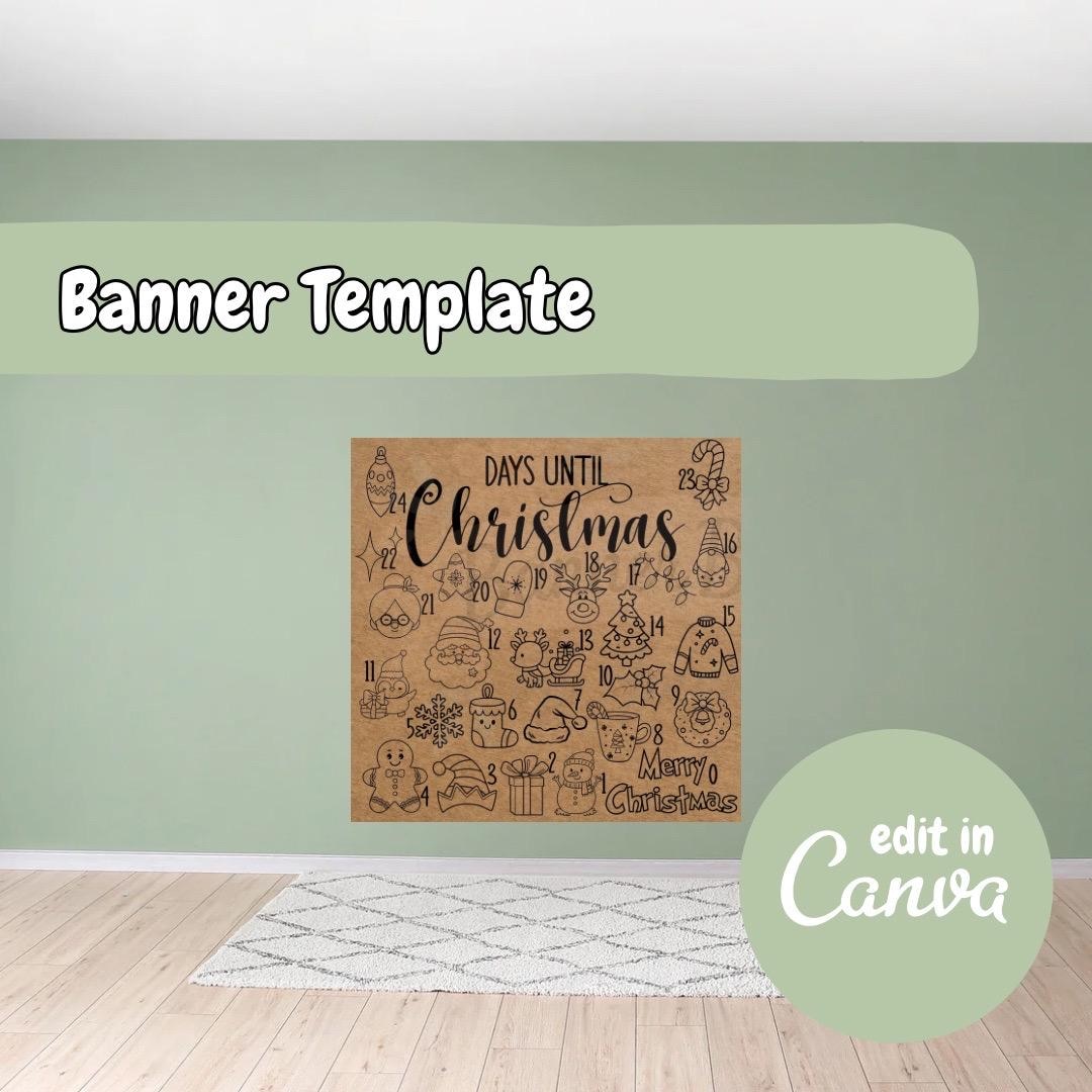 Christmas Countdown Template, Christmas Coloring Page, Canva Template ...
