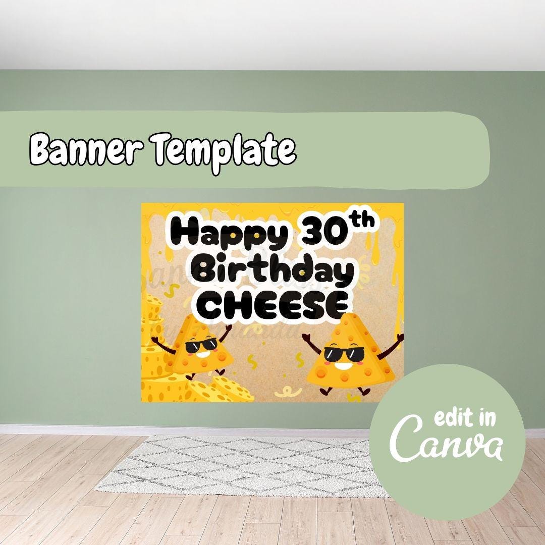 Funny Birthday Party Banner, Funny Birthday Mockup, Canva Template ...