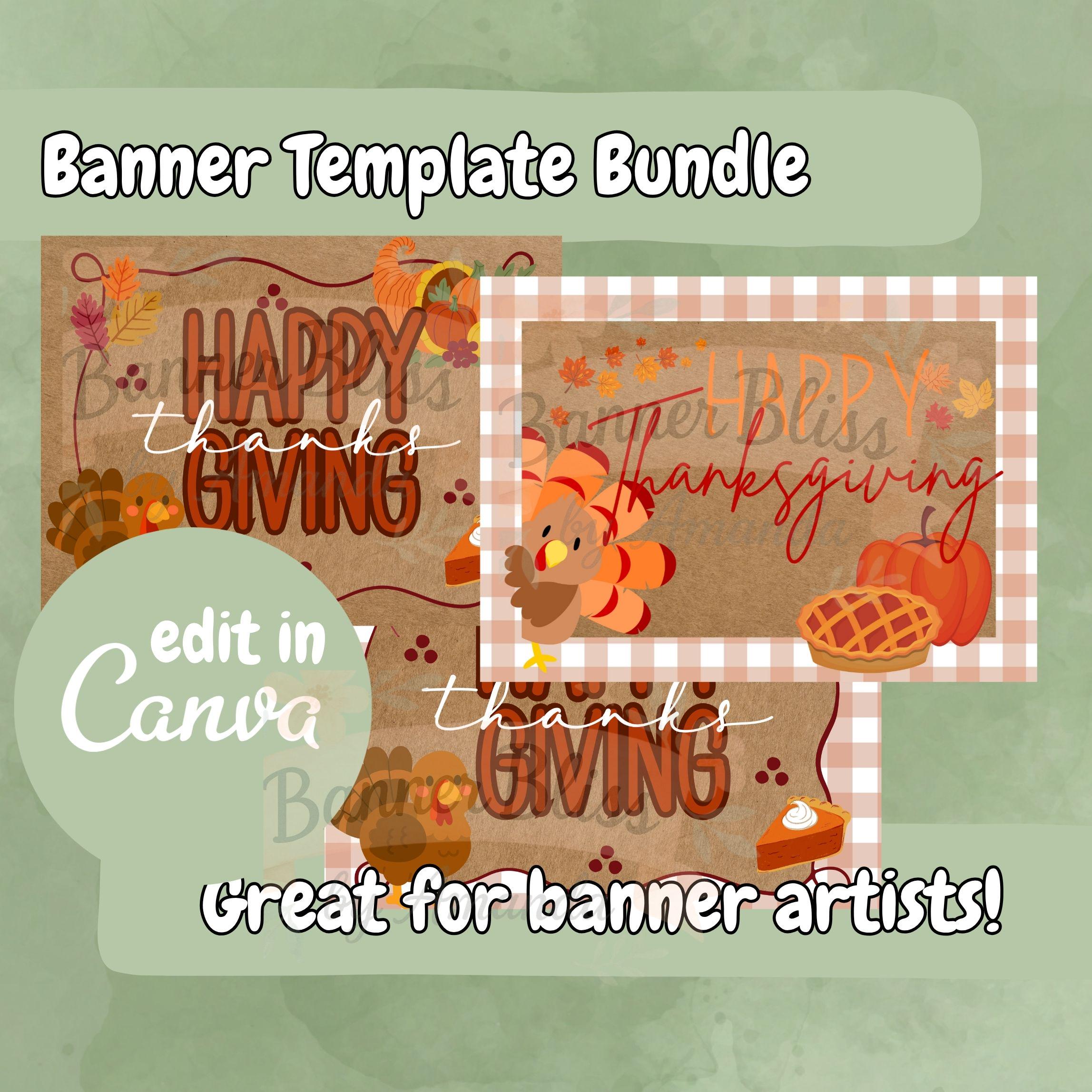 Happy Thanksgiving Template Bundle, Thanksgiving Canva Templates, Canva ...