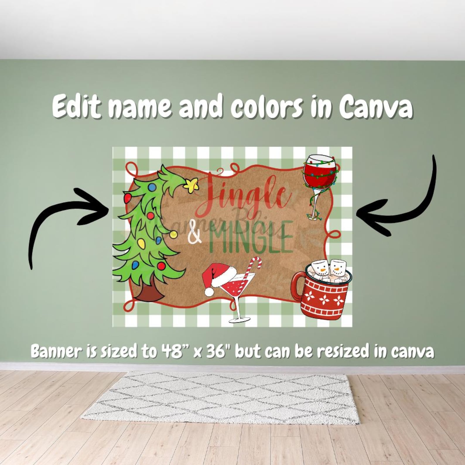 Christmas Party Banner Template, Jingle and Mingle Banner, Christmas ...