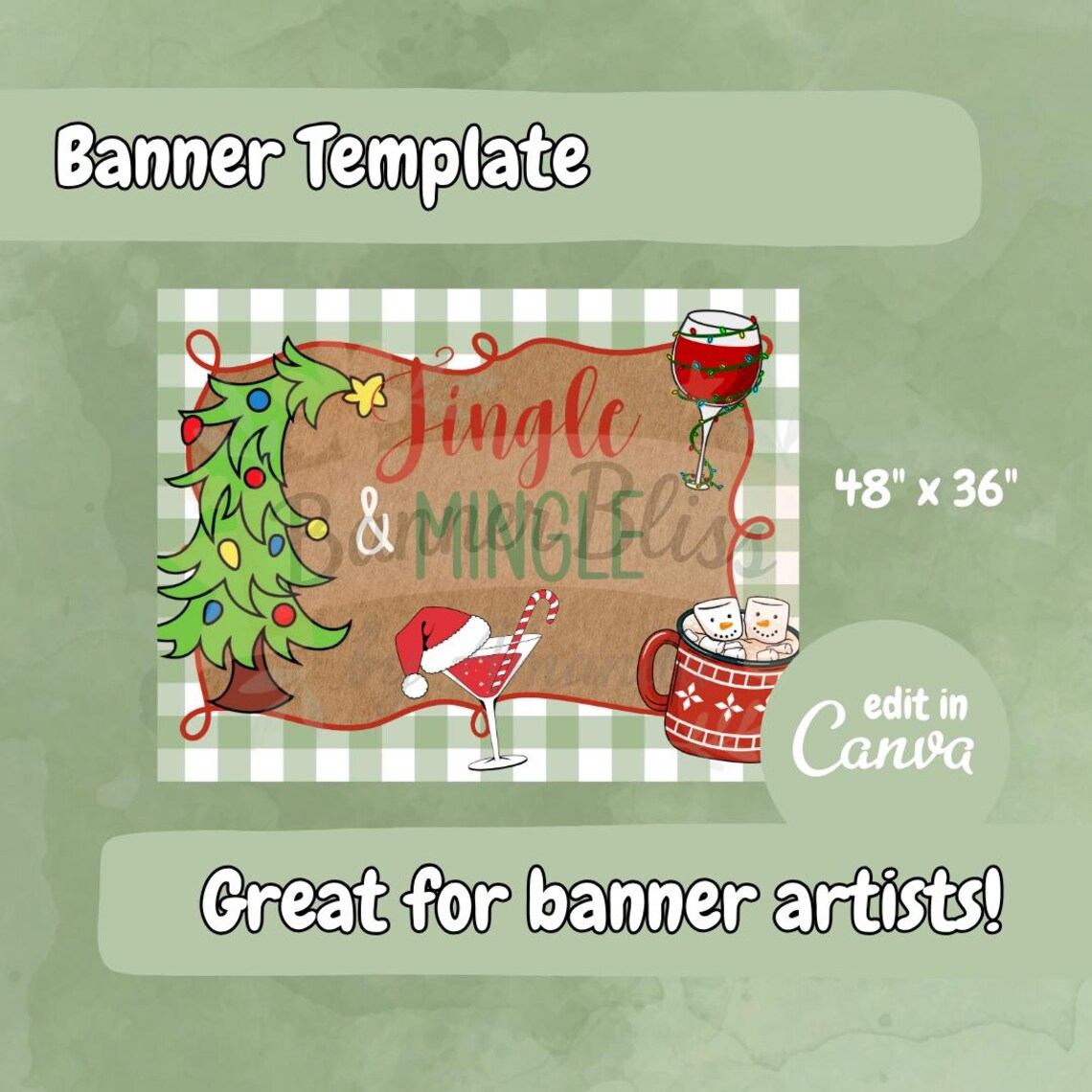 Christmas Party Banner Template, Jingle and Mingle Banner, Christmas ...